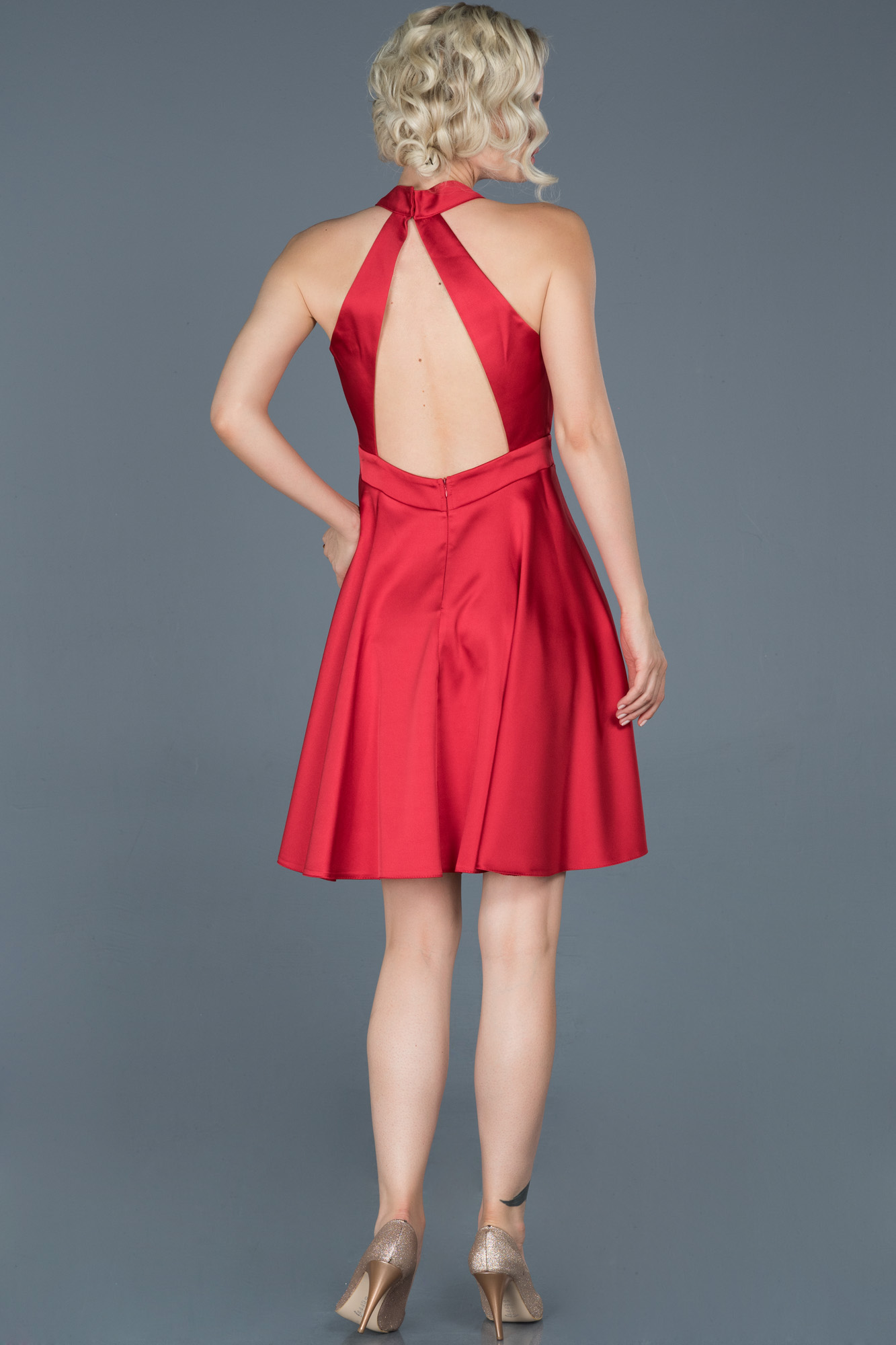Partykleid Kurz Satin Rot ABK493 | Abiyefon.com