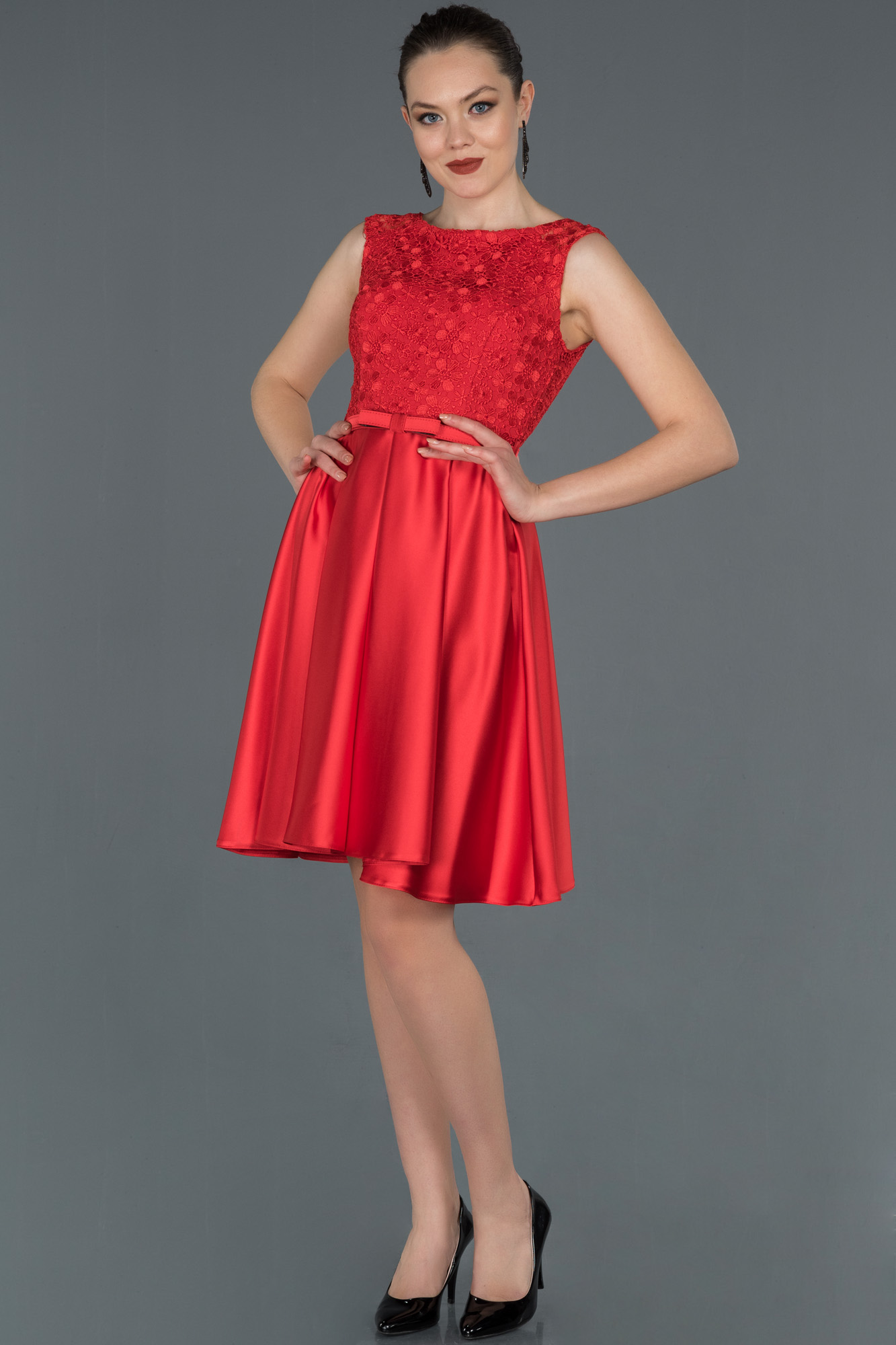 Partykleid Kurz Satin Rot ABK750 | Abiyefon.com