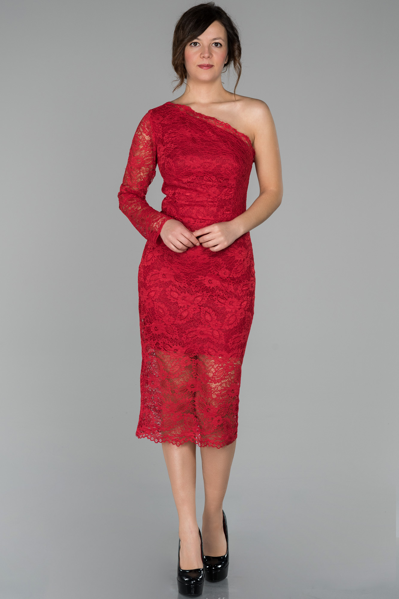 Partykleid Kurz Guipure Spitze Rot ABK910 | Abiyefon.com
